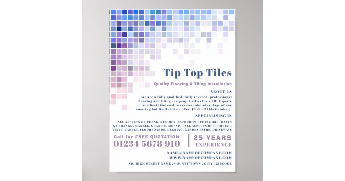 Square Tiles, Floorer, Tile Installer Advertising Poster | Zazzle