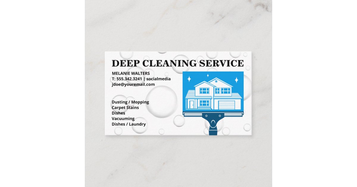 Squeegee Home Logo | Soap Bubbles Business Card | Zazzle