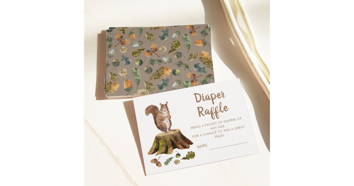 Squirrel Diaper Raffle Baby Shower Enclosure Card | Zazzle