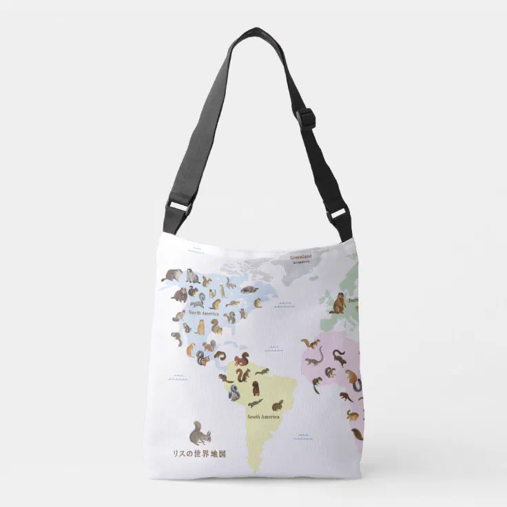 SQUIRREL WORLD MAP Big Squirrel World Map Crossbody Bag | Zazzle
