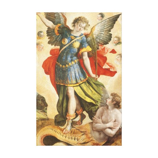 St Michael Defeats Lucifer Vintage Renaissance Art Gallery Wrapped ...