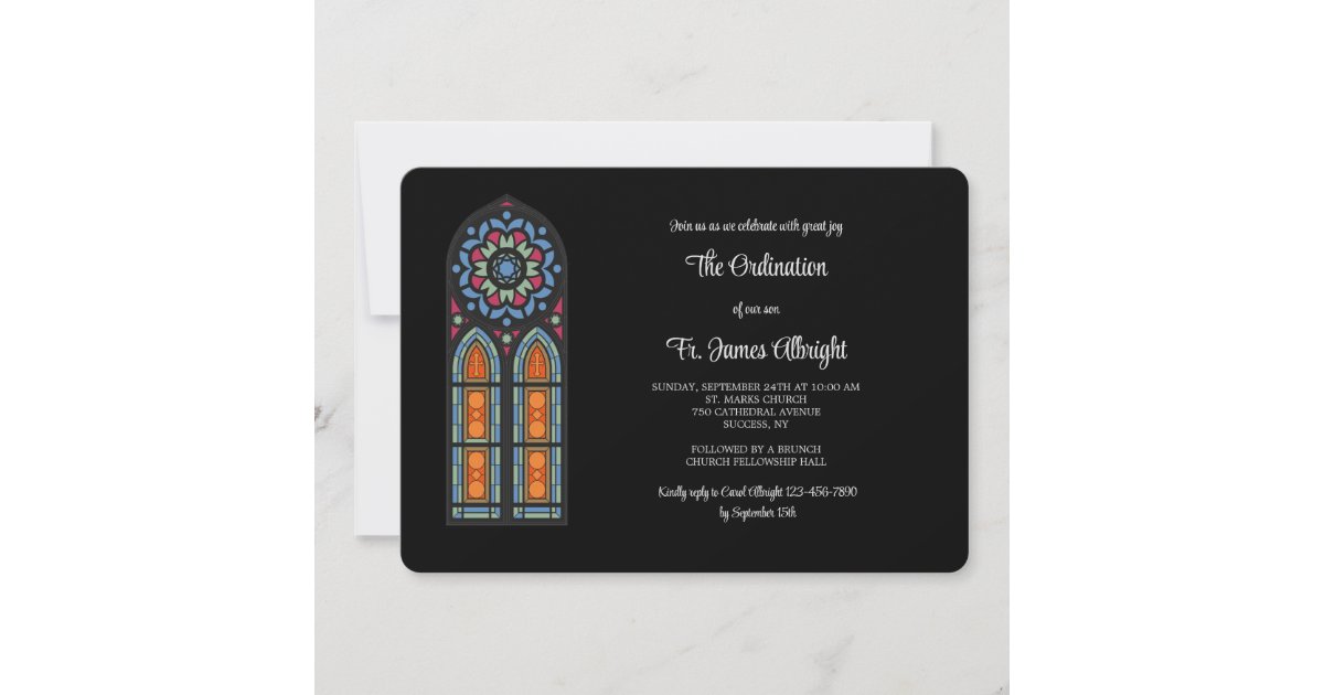 Stained Glass Priest Ordination Invitation | Zazzle