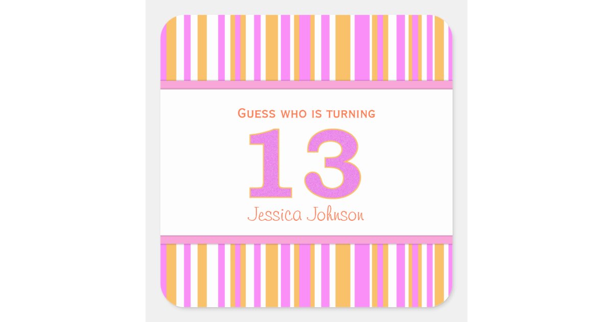 Star Shaped Personalized 13th Birthday Stickers | Zazzle