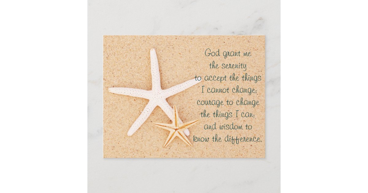 Starfish Serenity Prayer Postcard | Zazzle