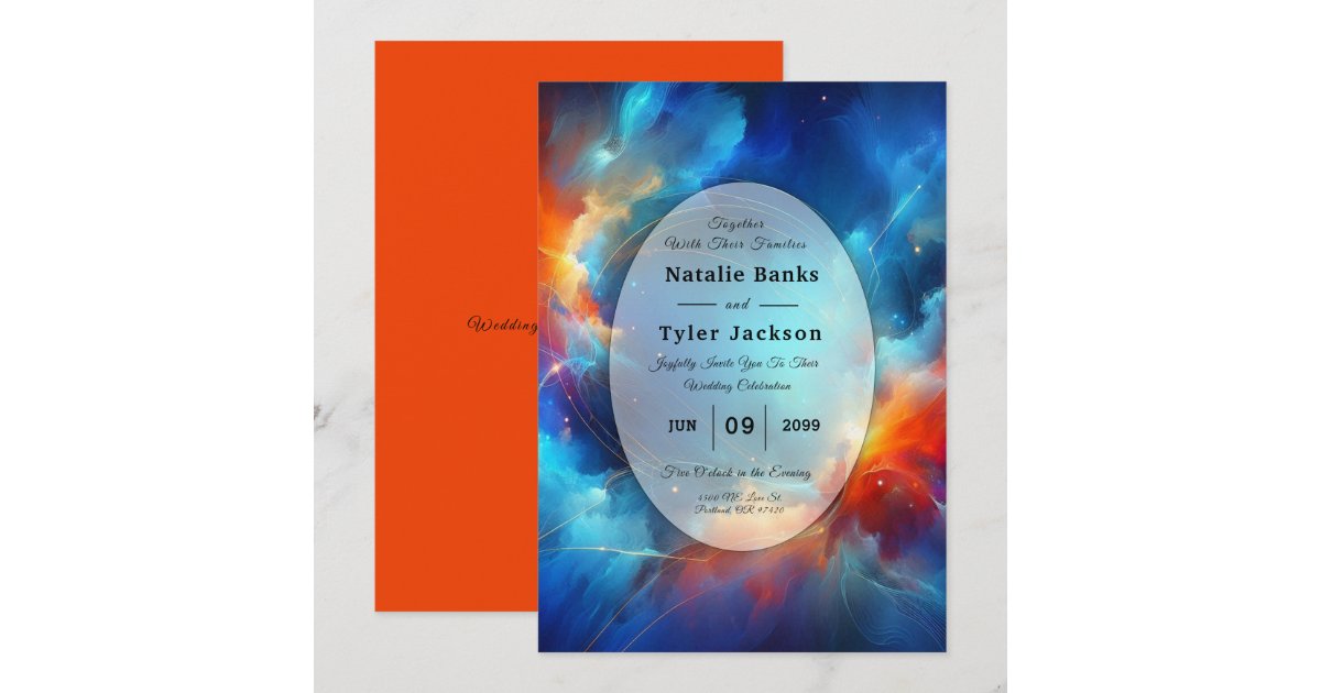 Starlight Fusion of Fire and Ice Wedding Invitation | Zazzle