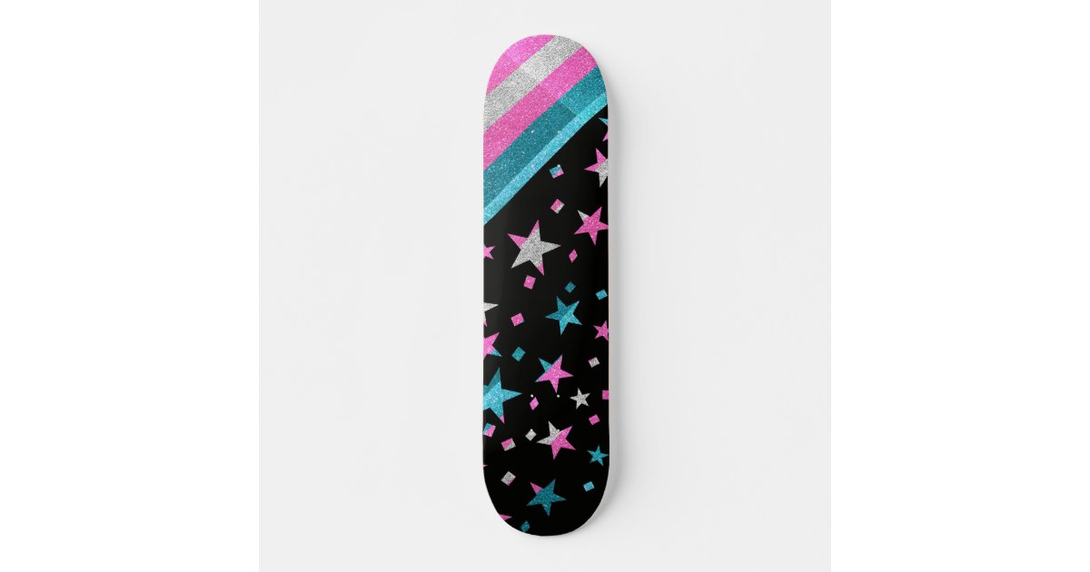Starry Gay Pride Flag Sparkly Trans Glitter Skateboard | Zazzle