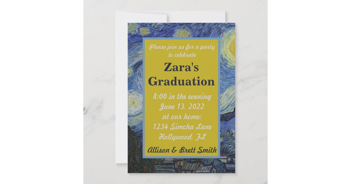 Starry Night Graduation Invitation | Zazzle