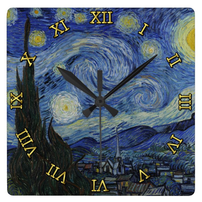 Starry Night Vincent van Gogh Square Wall Clock | Zazzle.ca