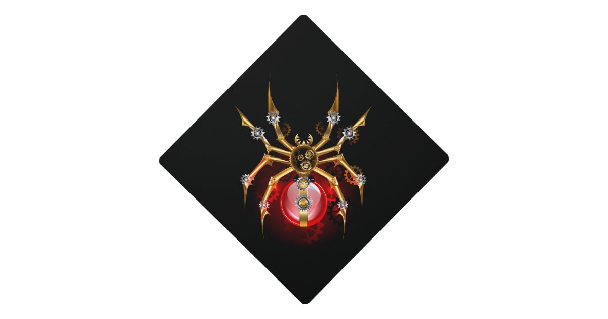 Steampunk spider on black graduation cap topper | Zazzle