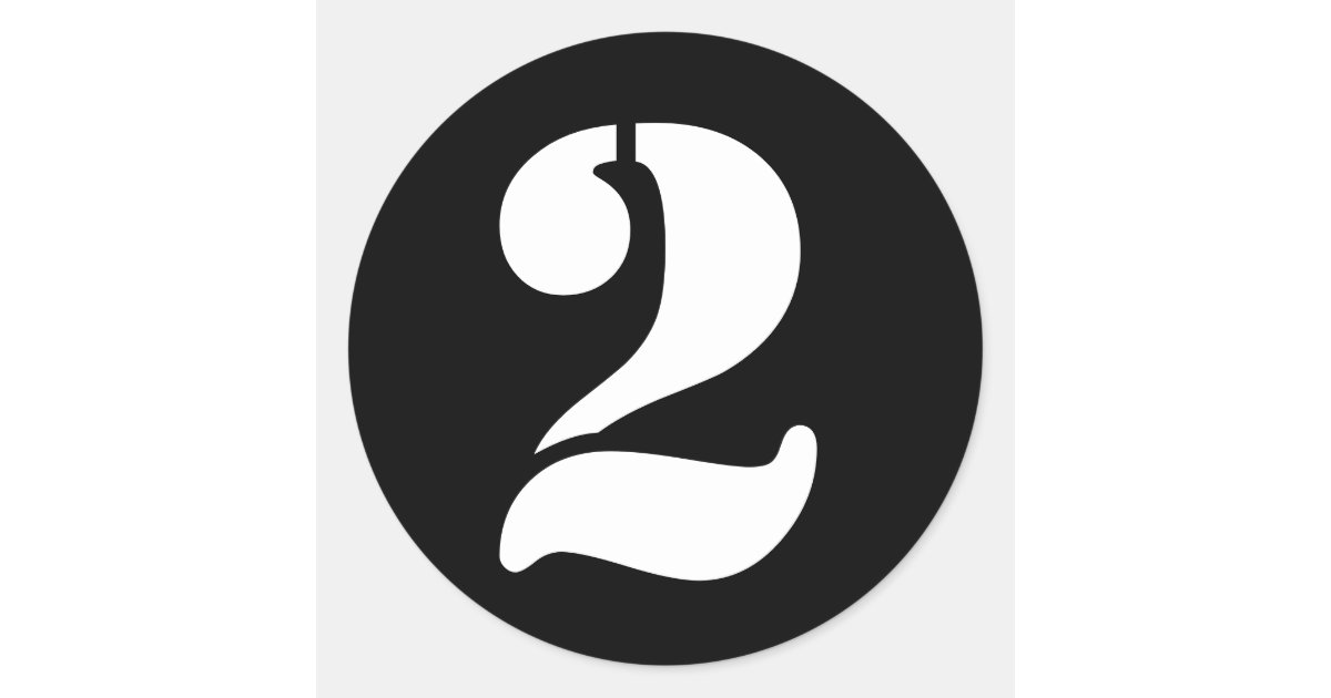 Stencil Numbers by Janz Number 2 Two Black Classic Round Sticker | Zazzle