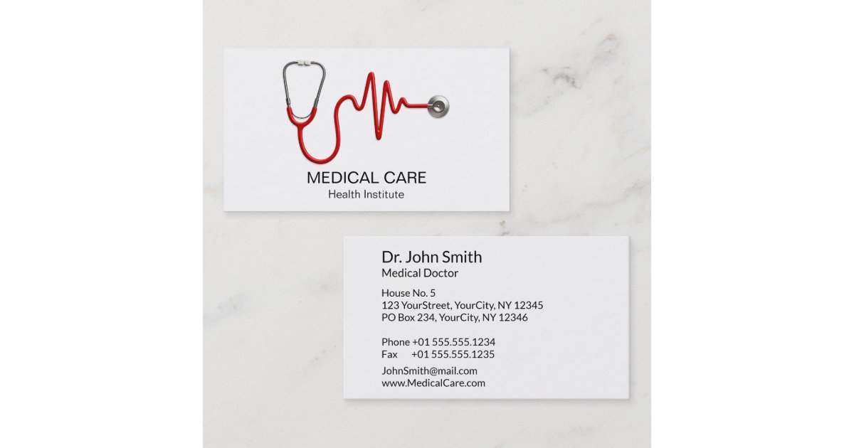 Stethoscope ECG Wave Medical EKG Heartbeat Line Business Card | Zazzle