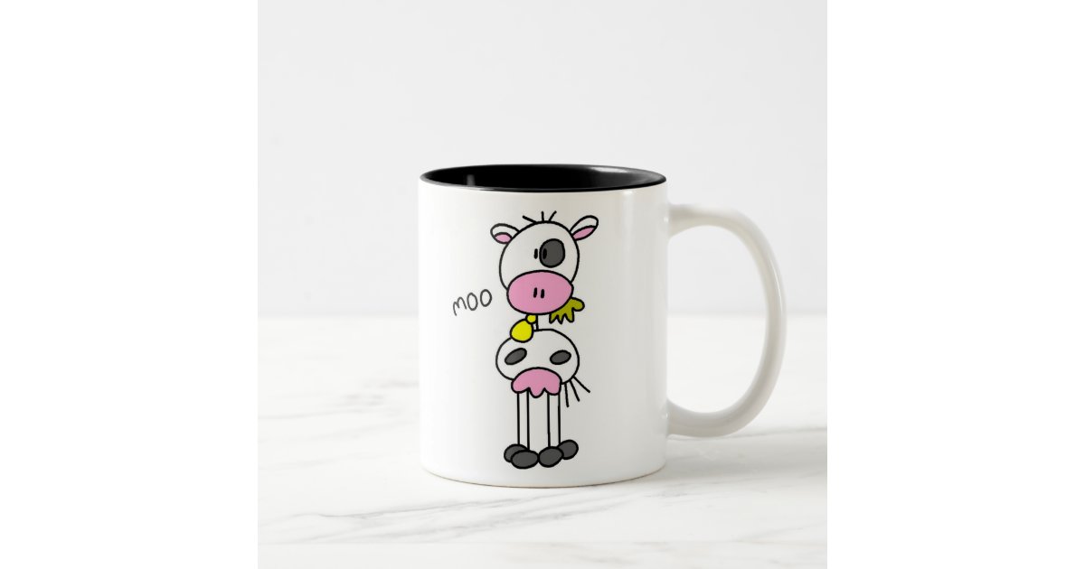 Stick Figure Cow Two-Tone Coffee Mug | Zazzle