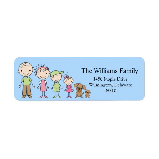 Stick Figure Family Return Address Labels | Zazzle.ca