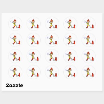 Stick Figure Firefighter with Hose Stickers | Zazzle