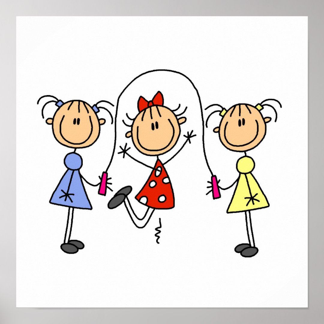 Stick Figure GIrls Jumping Rope Poster | Zazzle