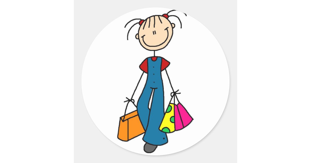 Stick Figure Shopping Sticker | Zazzle
