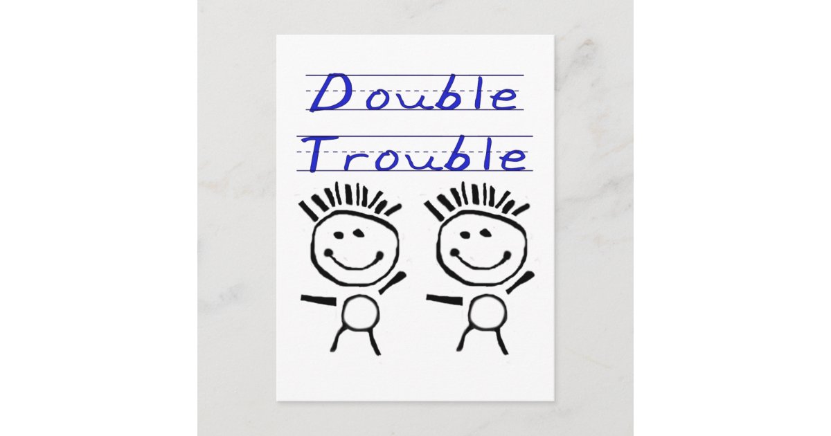 Stick Figure Twins Postcard | Zazzle