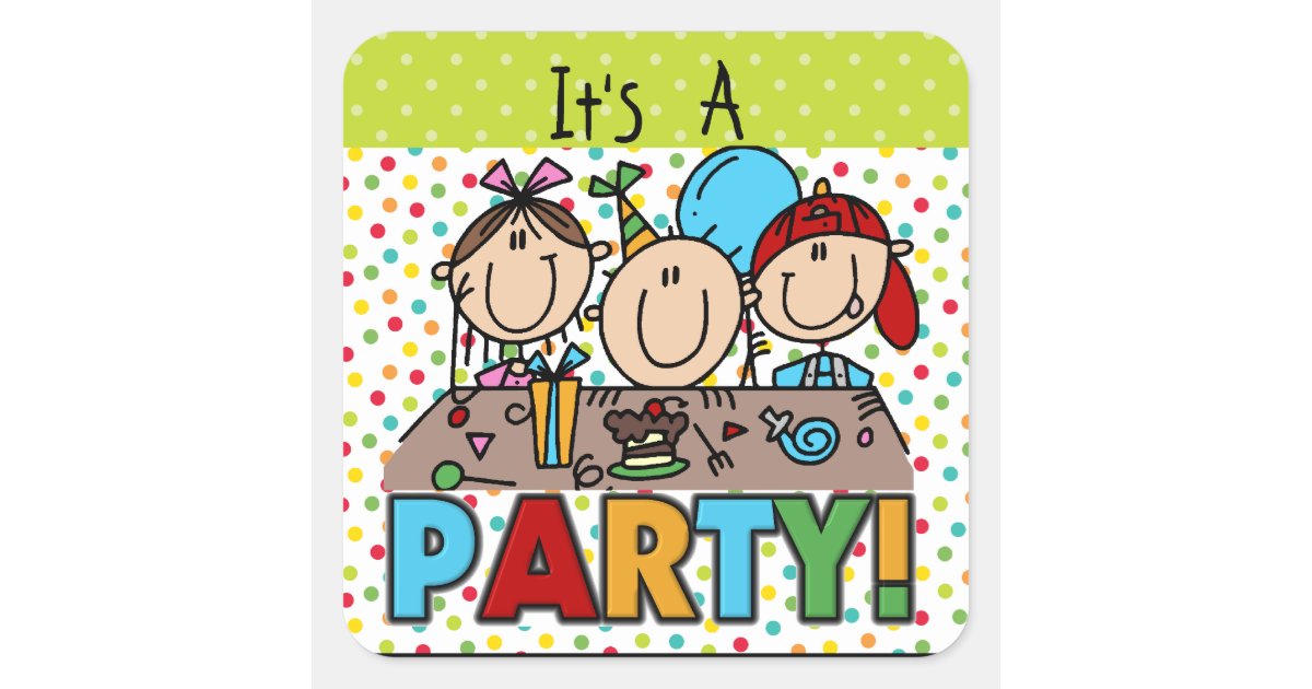Stick Figures Birthday Party Stickers | Zazzle
