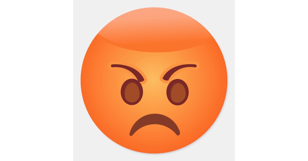 Sticker Rond Emoji fâché/fol | Zazzle.ca