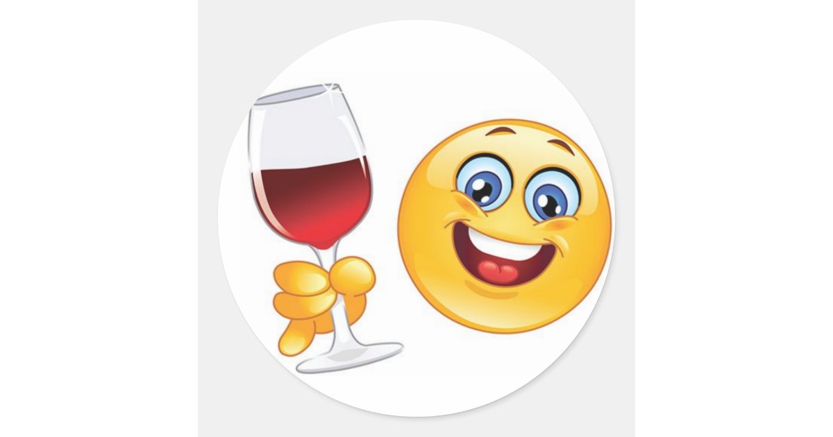 Sticker Rond ensemble en verre de vin d'autocollant d'emoji de | Zazzle.ca
