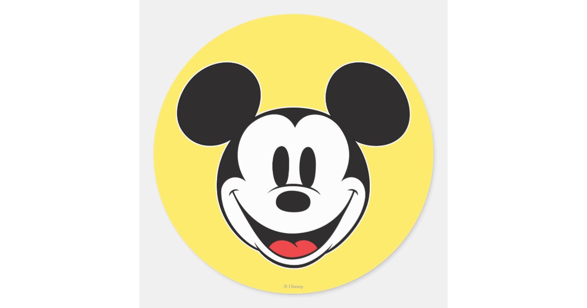 Sticker Rond Souris Mickey souriant | Zazzle.ca