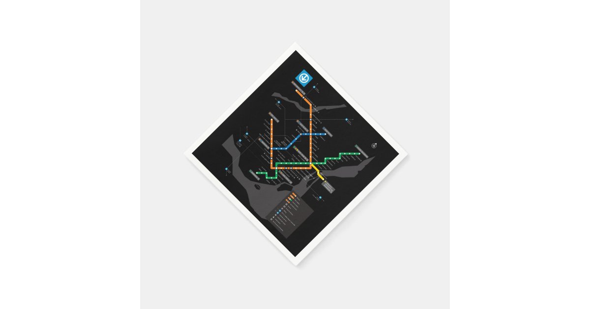STM Montreal Metro Subway Map Black Background HD Napkin | Zazzle