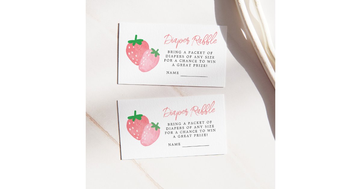Strawberry Baby Shower Diaper Raffle Enclosure Card | Zazzle
