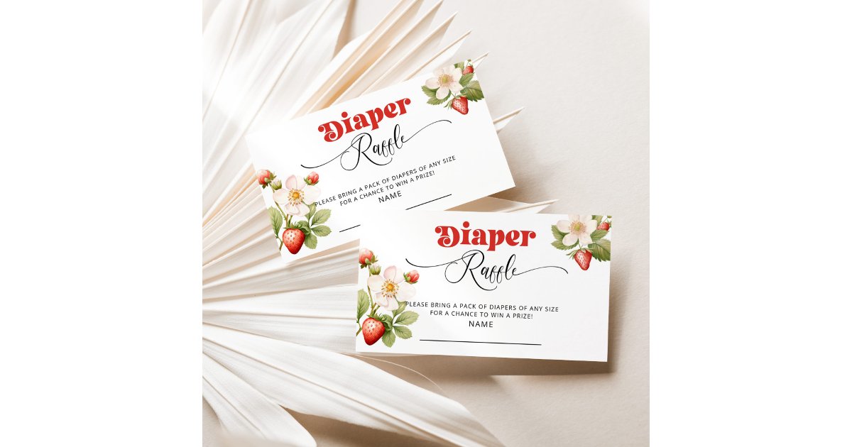 Strawberry diaper raffle ticket enclosure card | Zazzle