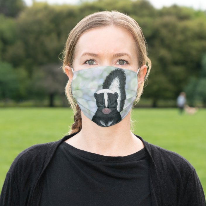 striped skunk animal portrait cloth face mask | Zazzle.ca