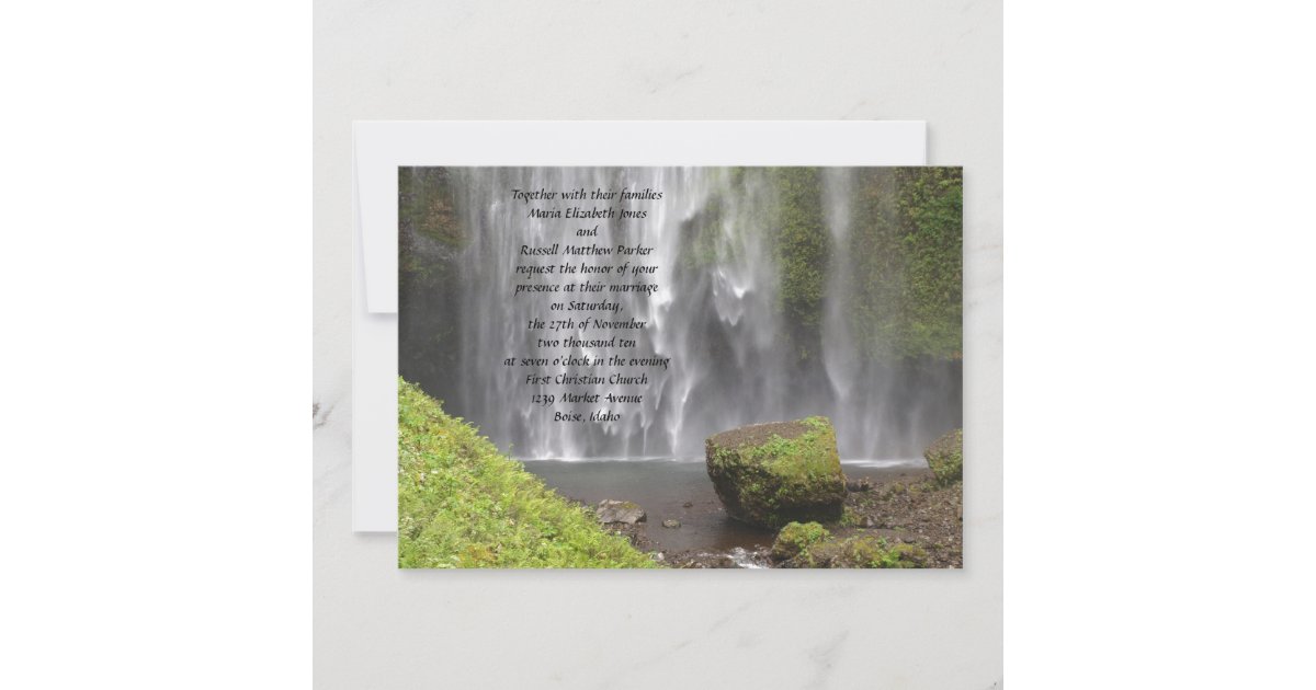 Stunning Oregon Waterfall Wedding Invitation | Zazzle
