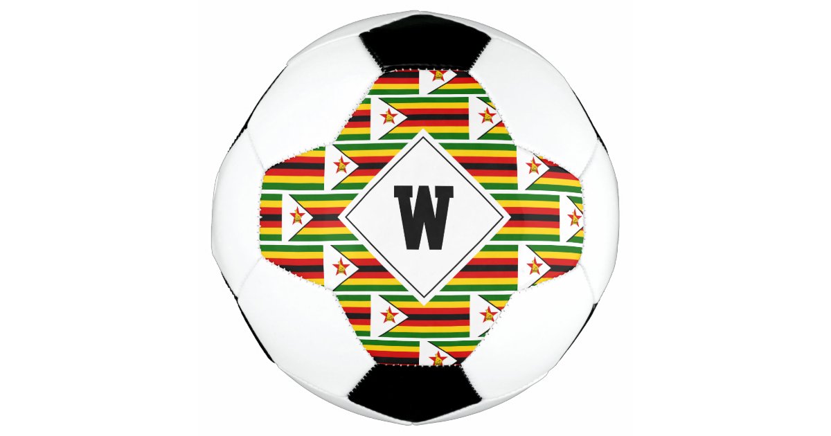 Stylish ZIMBABWE FLAG Monogram Soccer Ball | Zazzle