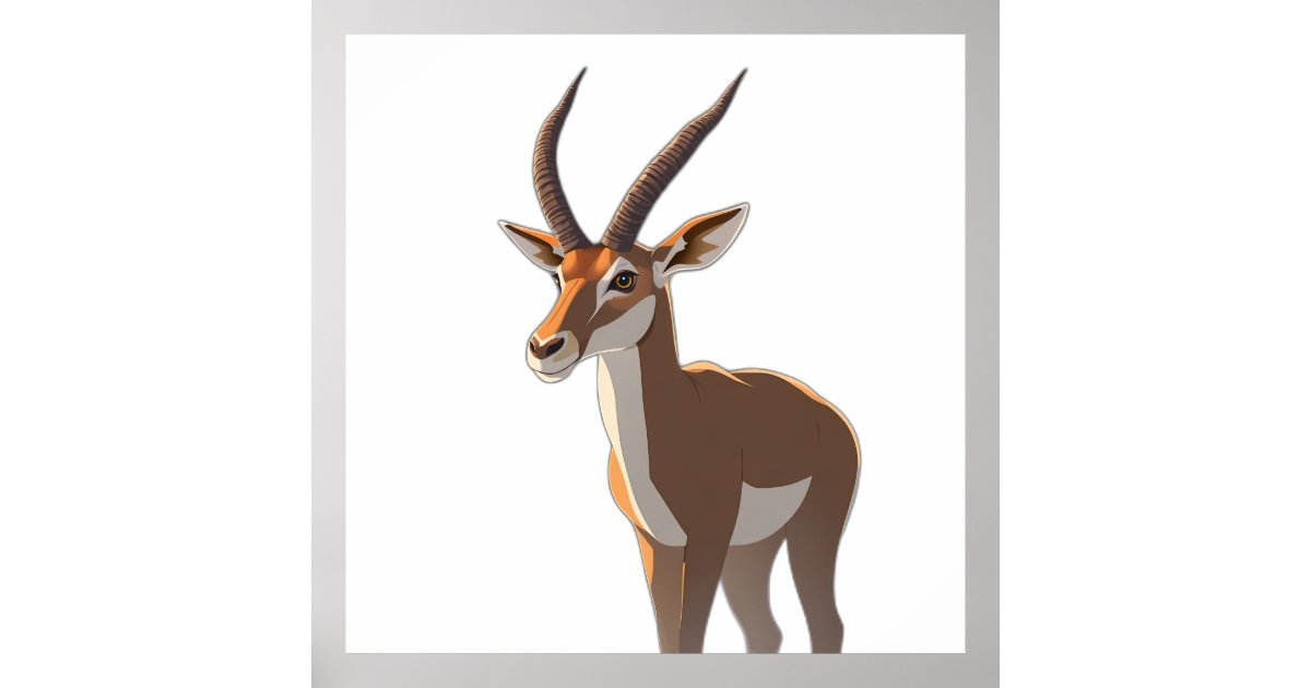 Stylized Springbok Antelope Full Body Illustration Poster | Zazzle