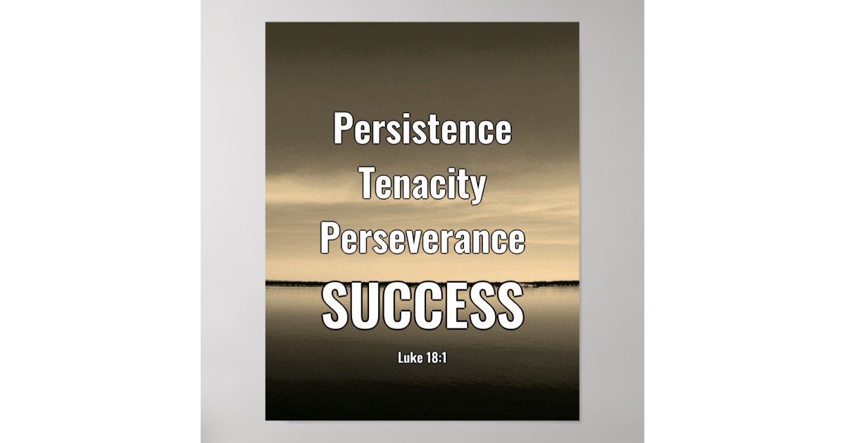 SUCCESS | Persist Persevere | Scripture BEIGE Poster | Zazzle
