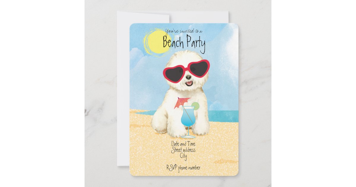 Summer Bichon Frise Beach Party Invitation | Zazzle