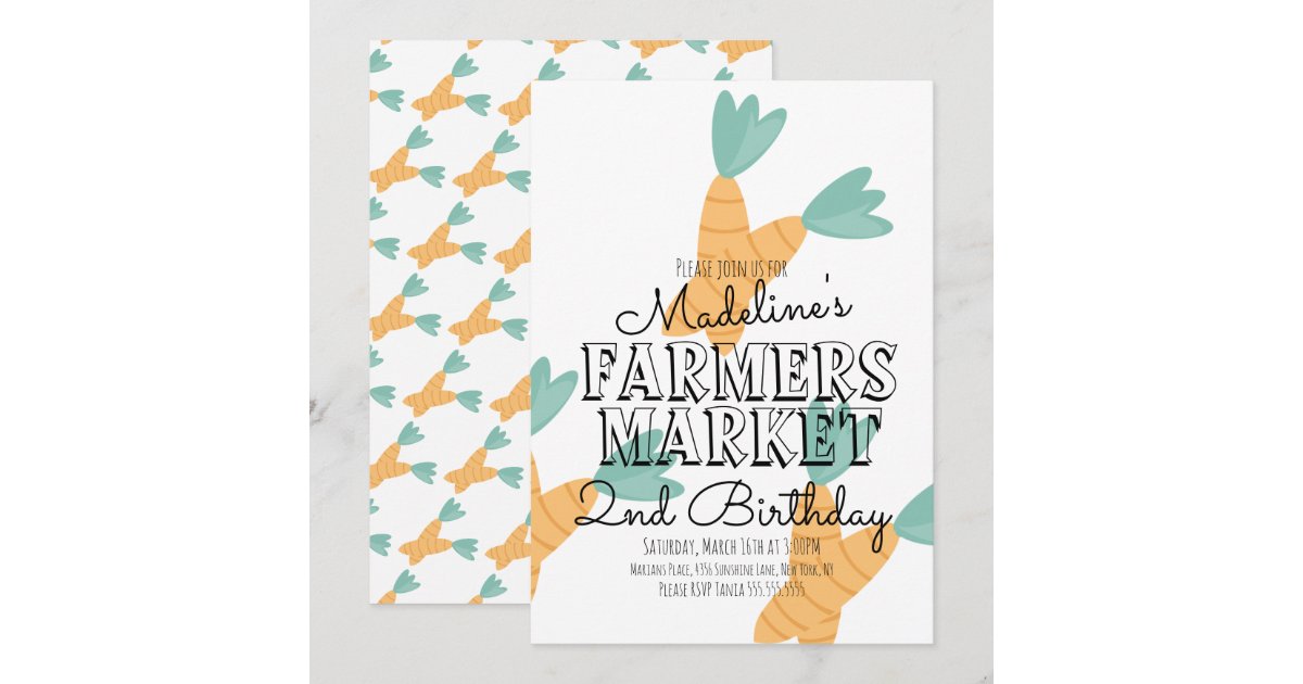Summer Farmers Market Carrots Vegetables Invitation | Zazzle