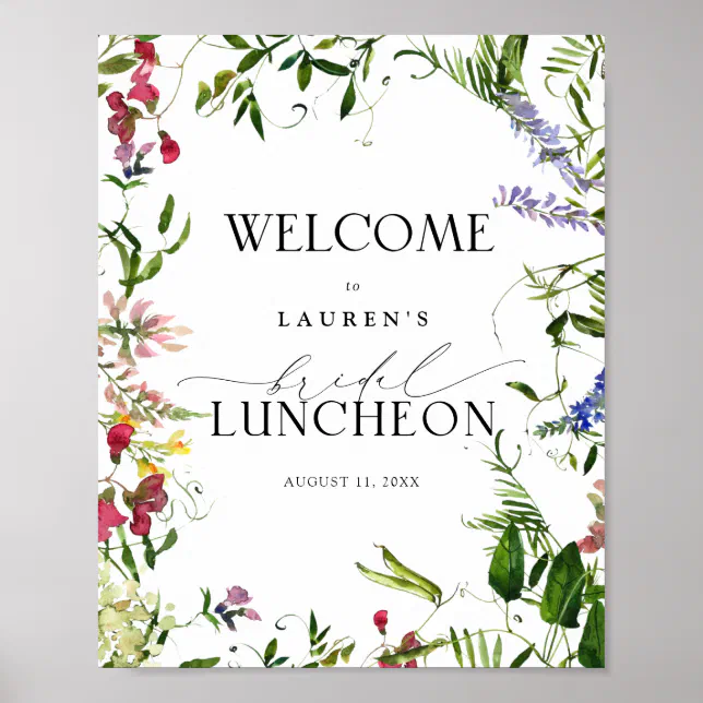 Summer Wildflower Floral Bridal Luncheon Welcome Poster | Zazzle
