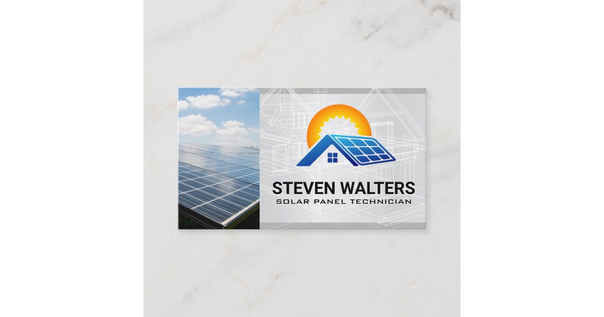 Sun Blueprints | Solar Panel | Energy Business Card | Zazzle