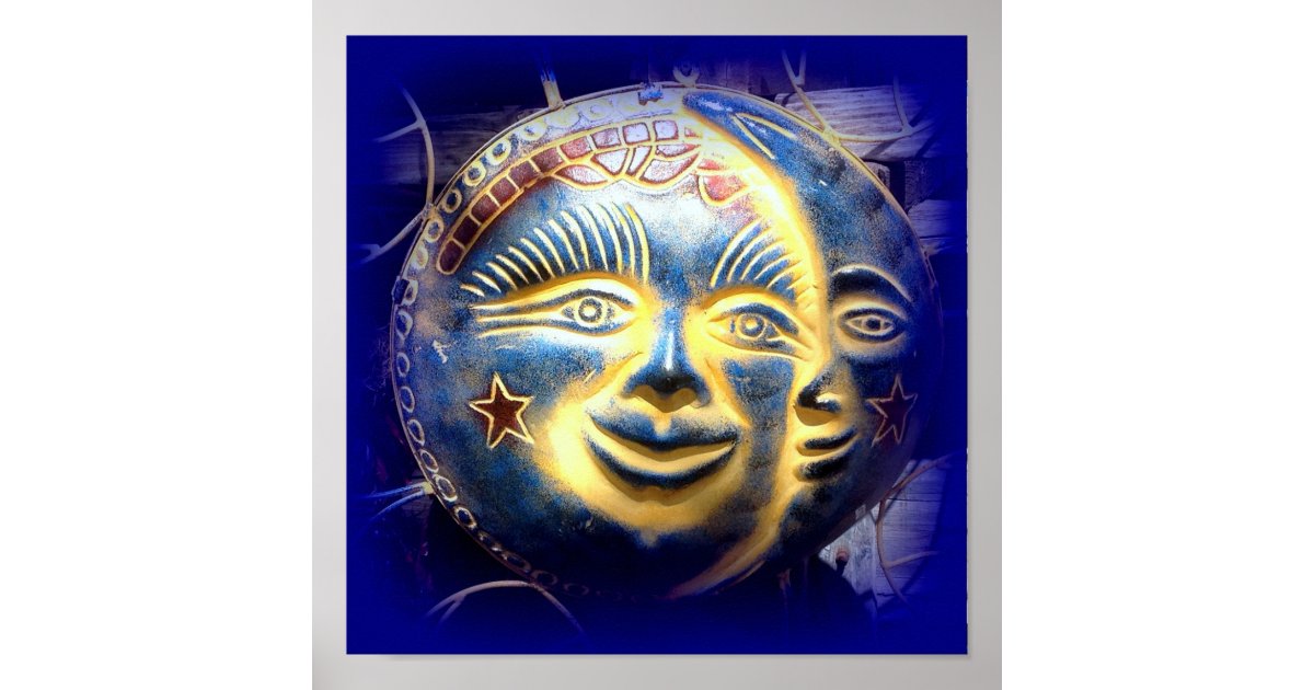 sun face moon face poster | Zazzle