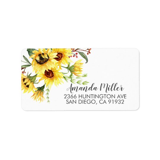 Sunflower Floral Return Address Label | Zazzle.ca