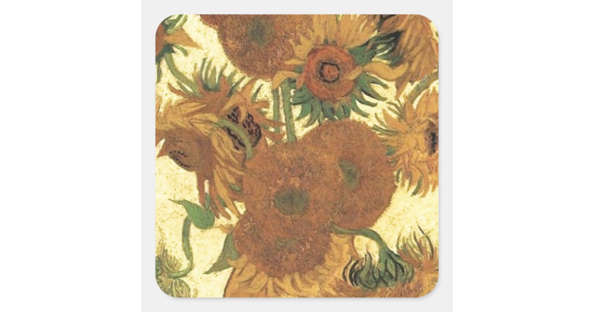 Sunflowers by Van Gogh Square Sticker | Zazzle