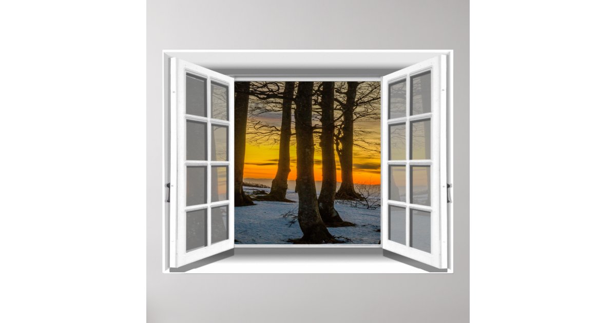 Sunset Scene Fake Window View 3D Poster | Zazzle