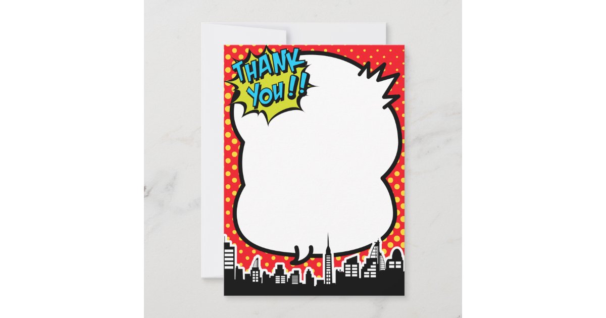 Superhero Comic Strip Thank You Notes | Zazzle