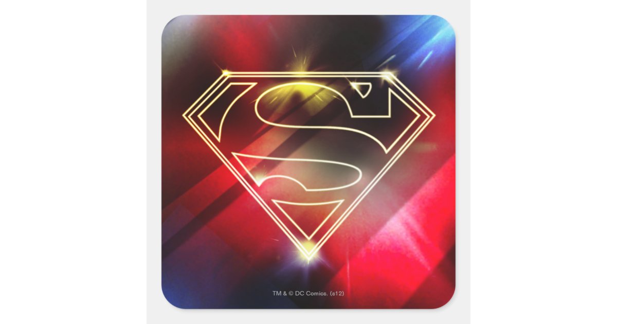 Superman Stylized | Shiny Yellow Outline Logo Square Sticker | Zazzle