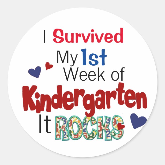 Survived First Week of Kindergarten Classic Round Sticker | Zazzle.ca