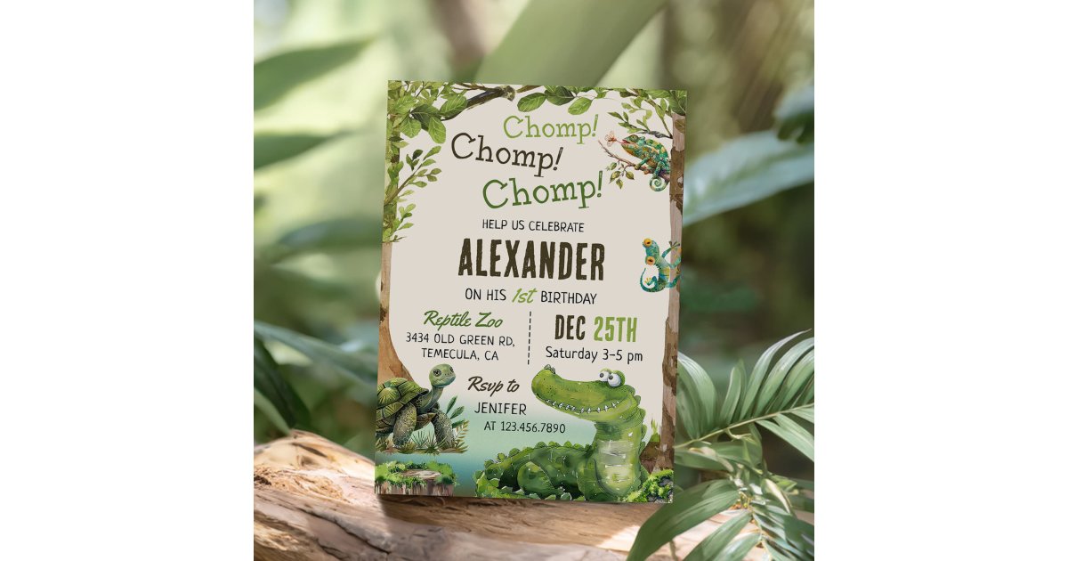 Swamp Reptile 1st Birthday Party Invitation | Zazzle