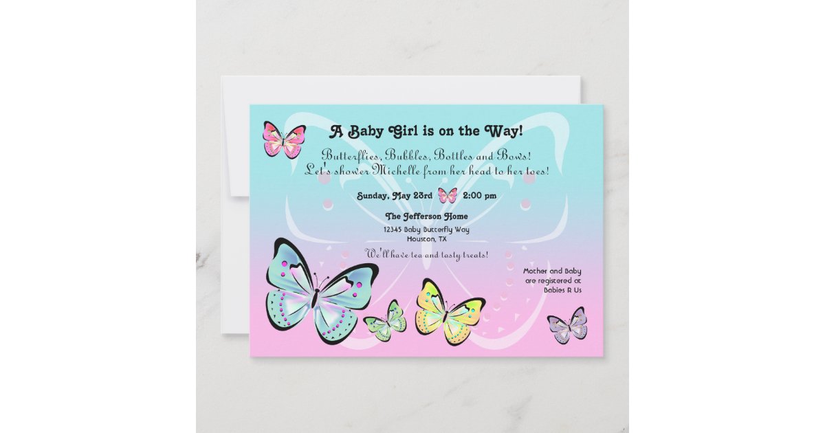 Sweet Pastel Butterfly Invitation | Zazzle