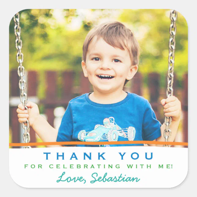 Sweet Thank You Photo Birthday Stickers | Zazzle