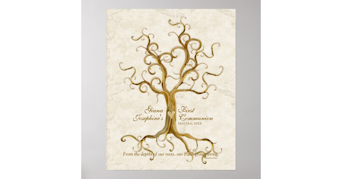 Swirl Tree Roots Antiqued Thumb Print Reception | Zazzle