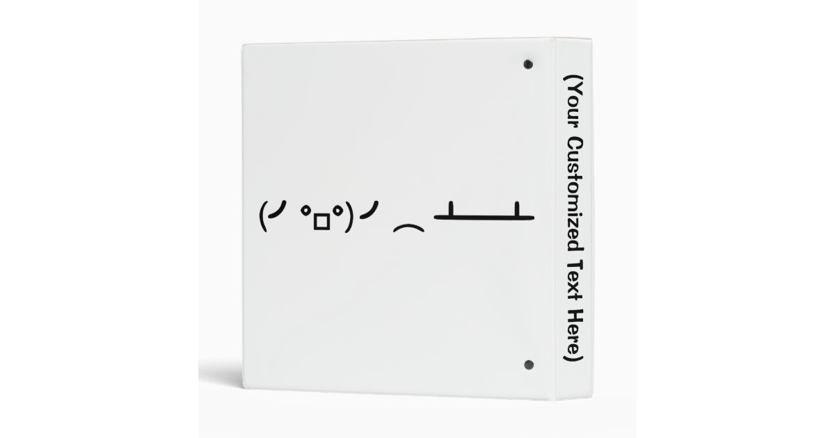 Table Flip Flipping Ascii Emoticon 3 Ring Binder | Zazzle