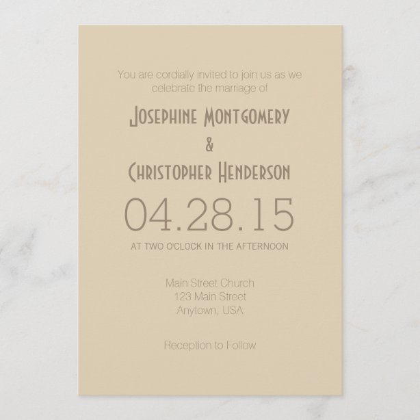 Beige Wedding Invitations & Announcements | Zazzle CA